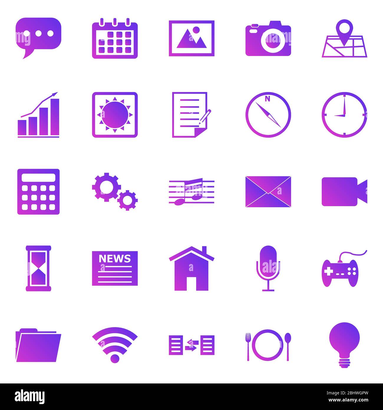 Application gradient icons on white background, stock vector Stock ...