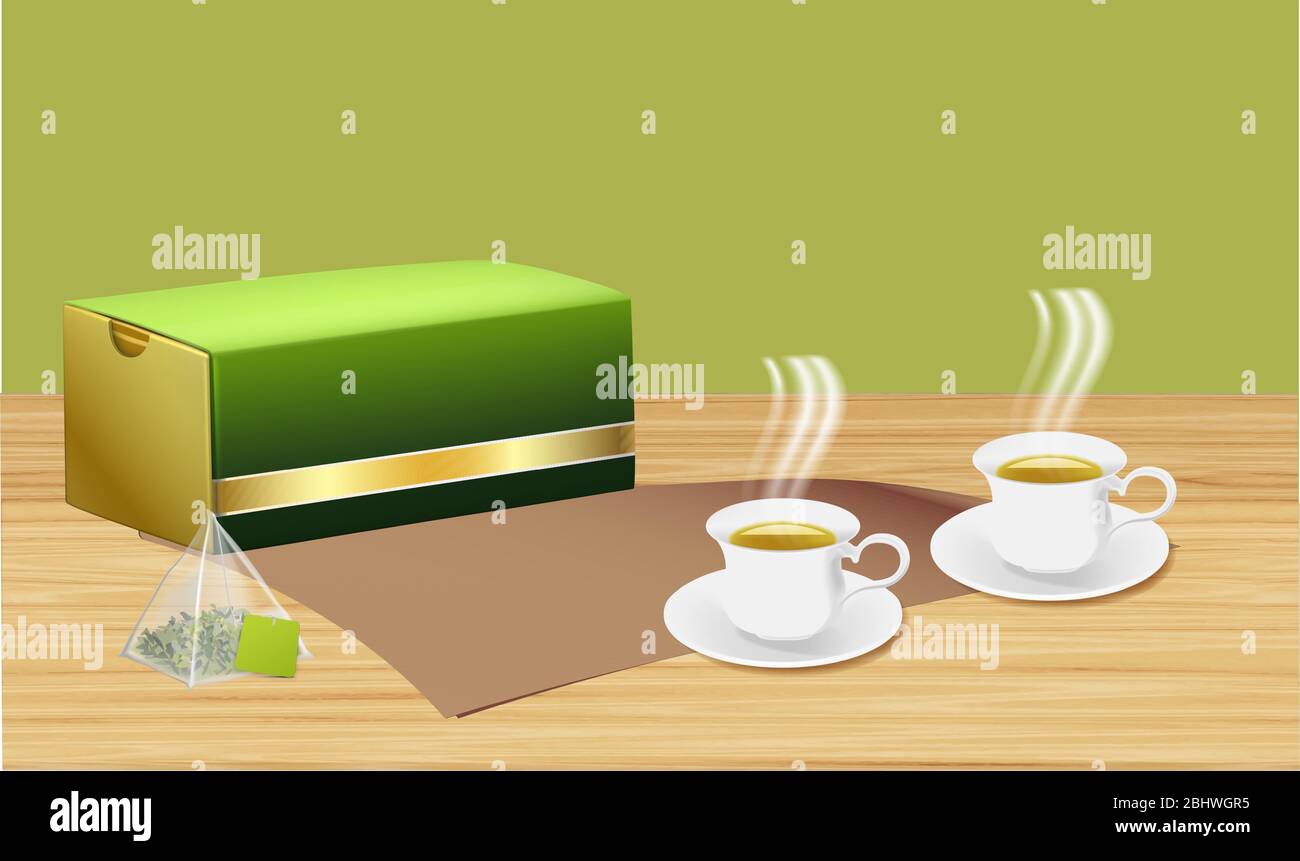 Mug tea on desk Stock Vector Images - Alamy