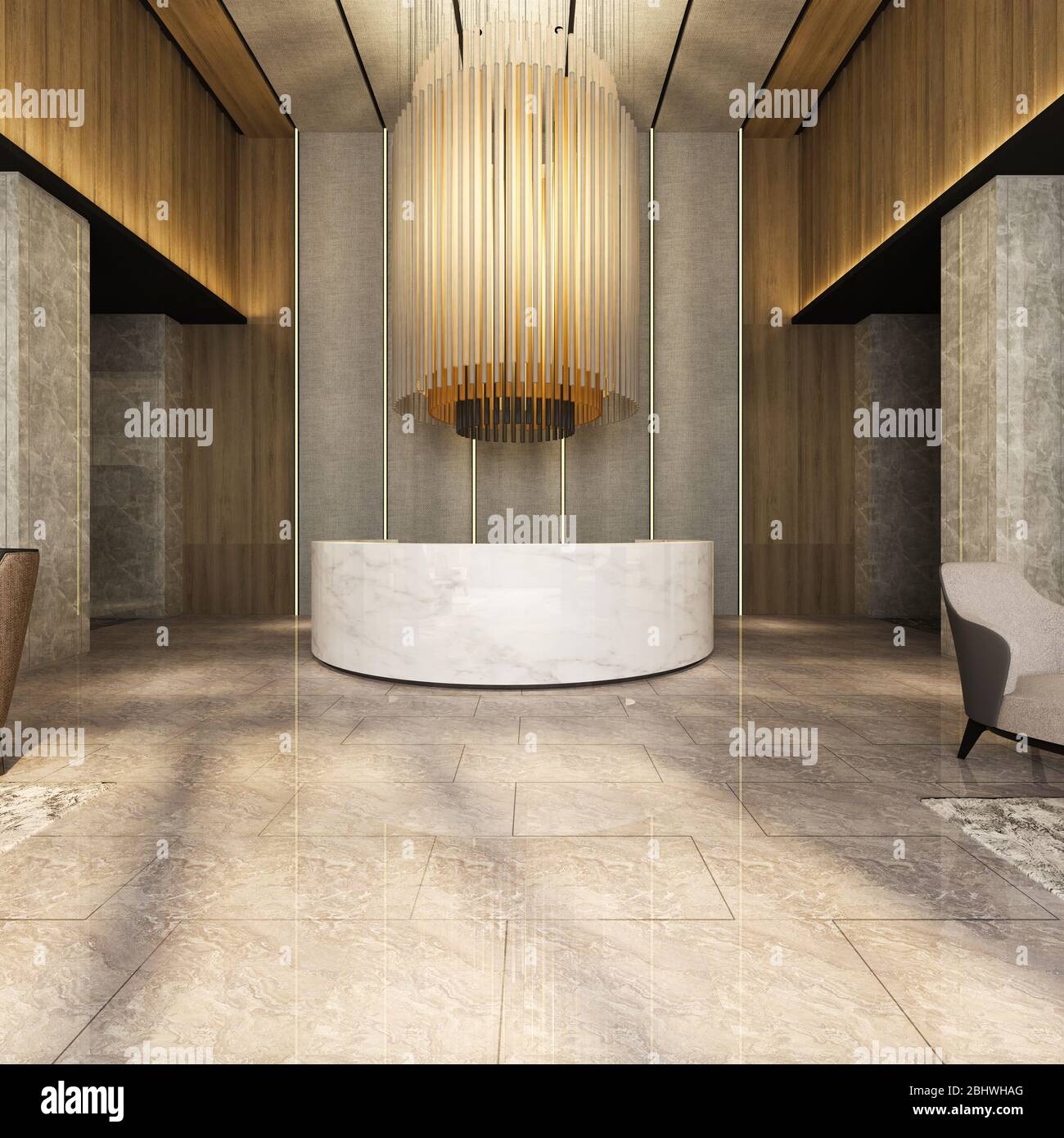 3d render of luxury hotel reception lobby Stock Photo - Alamy