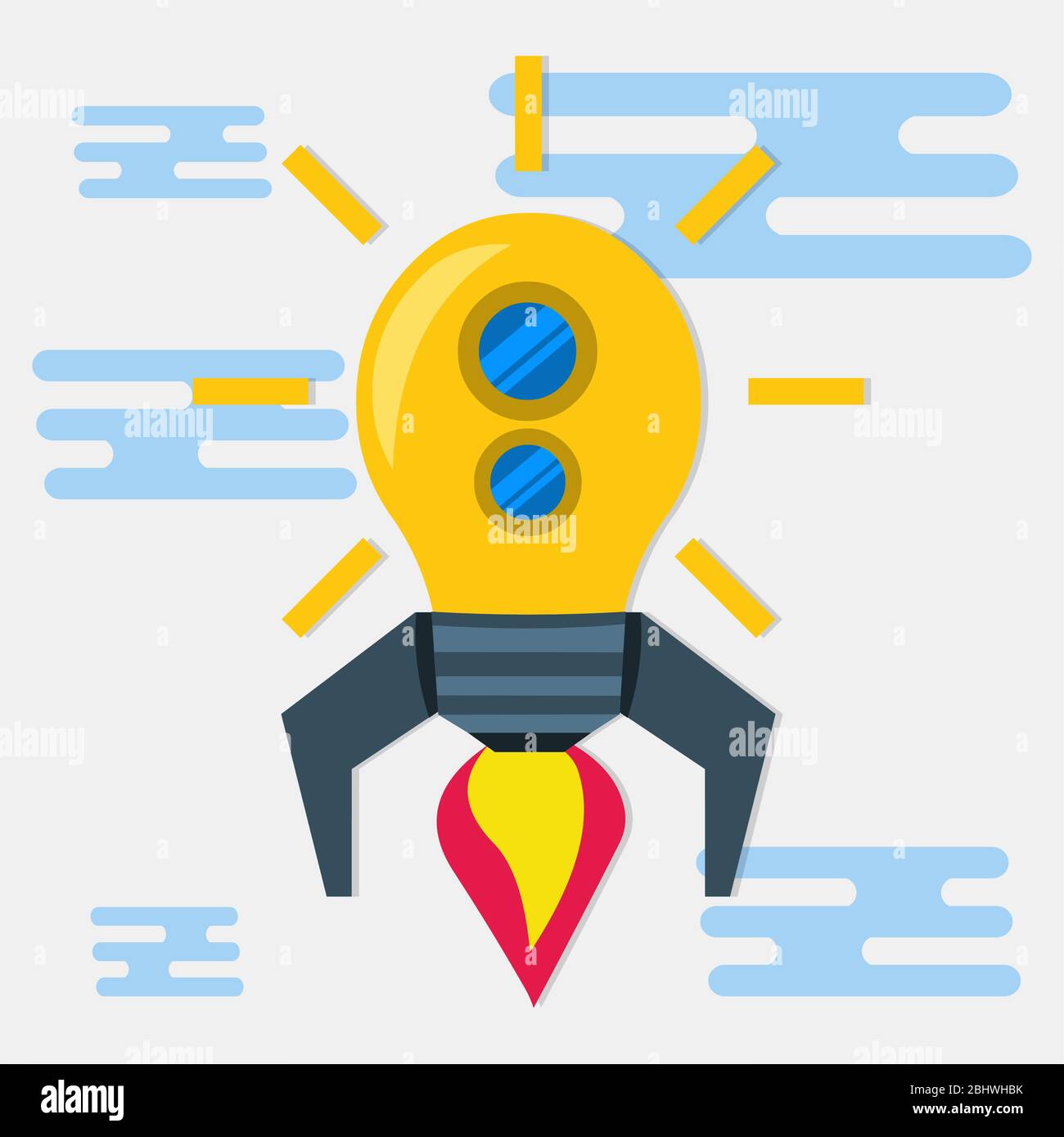 rocket bulb lamp isolated symbol for idea concept vector illustration ...