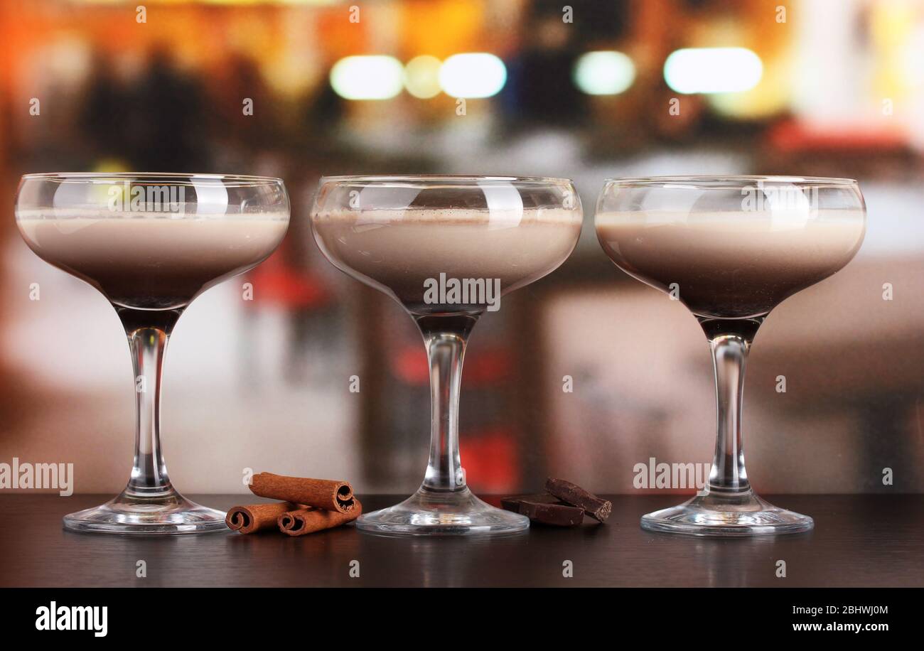Cream cocktails on table in cafe Stock Photo - Alamy