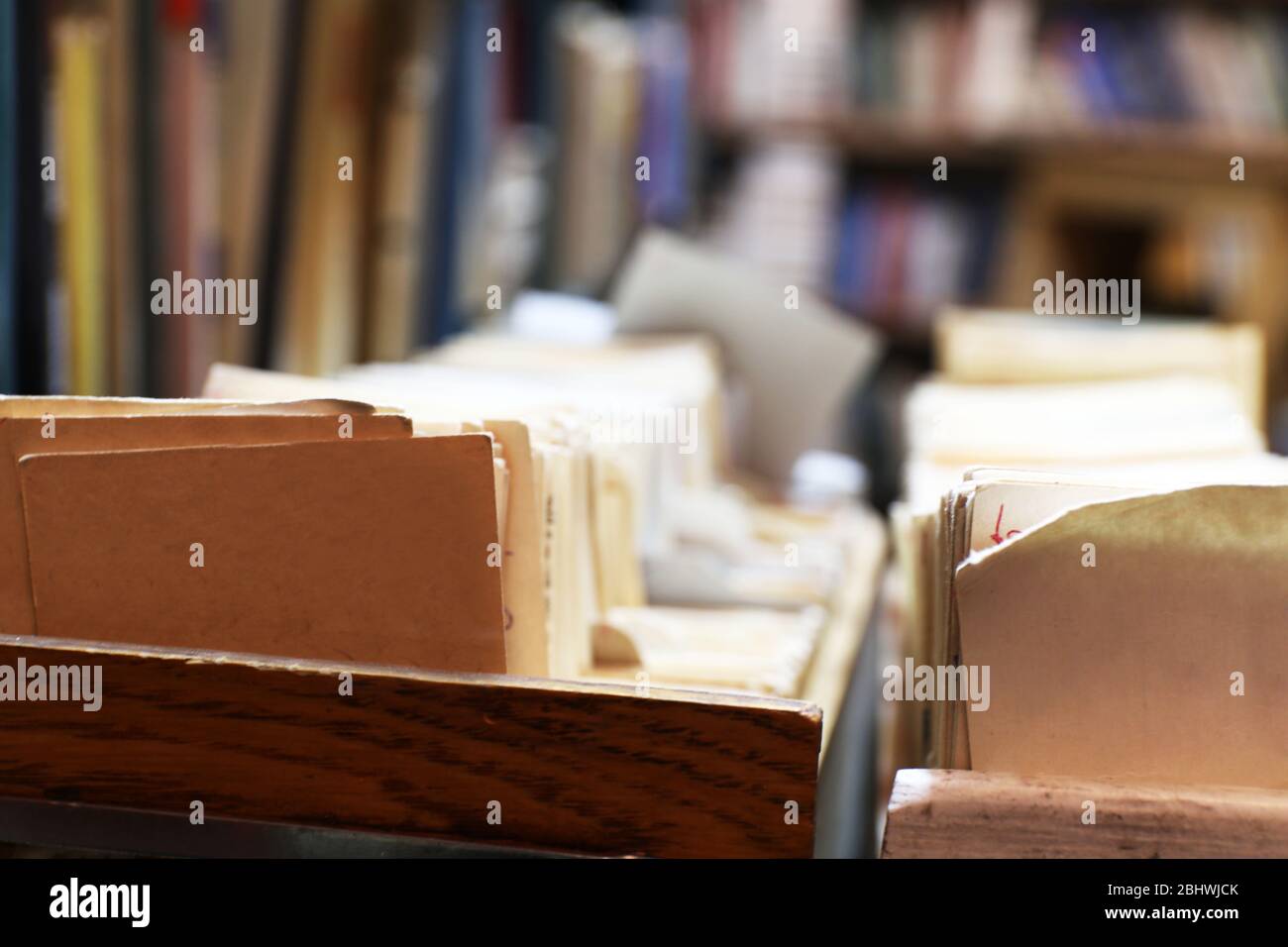 Catalog cards and books in library, closeup Stock Photo - Alamy