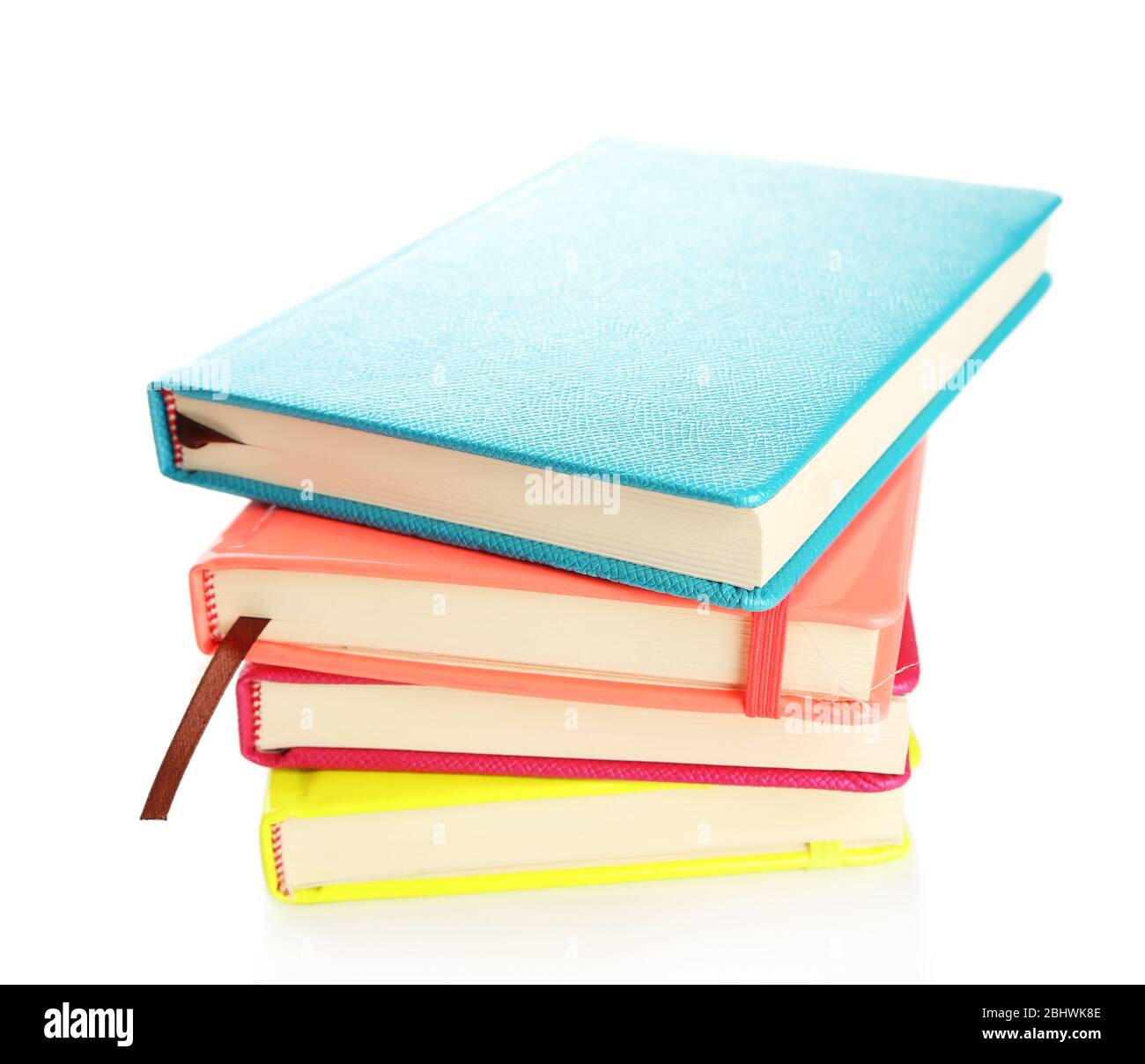 Colorful notebooks, isolated on white Stock Photo - Alamy