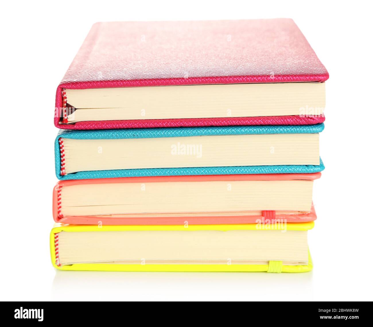 Colorful notebooks, isolated on white Stock Photo - Alamy