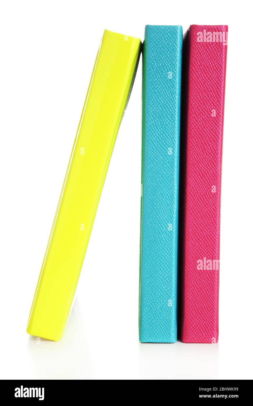 Colorful notebooks, isolated on white Stock Photo - Alamy