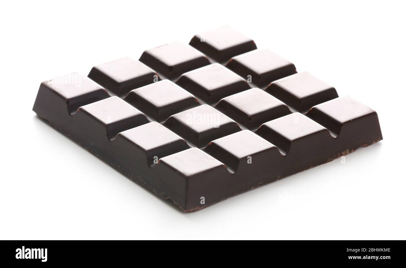 Black chocolate bar isolated on white Stock Photo - Alamy