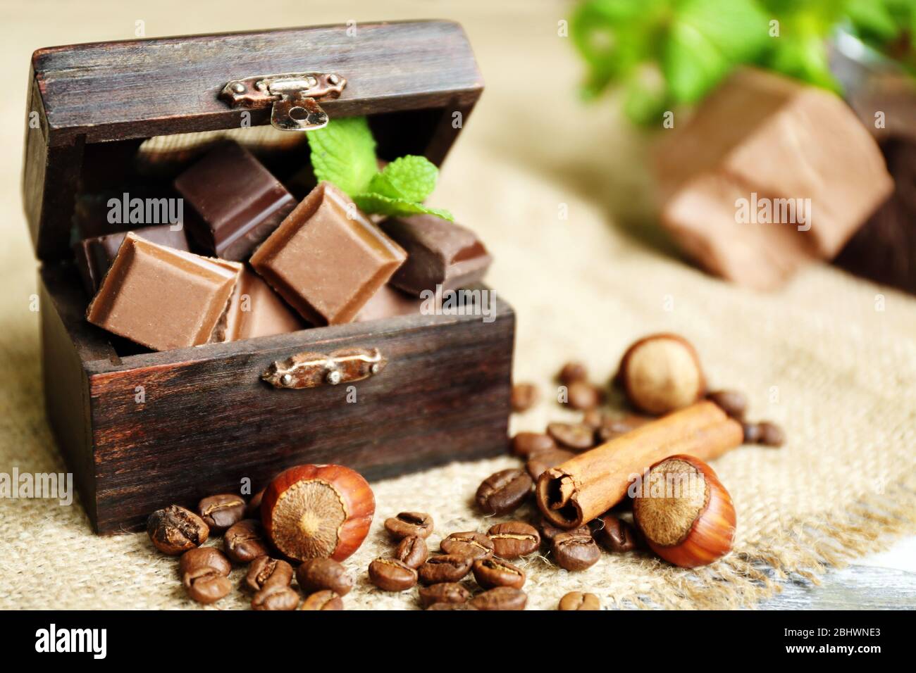 Set of chocolate in box, closeup Stock Photo - Alamy