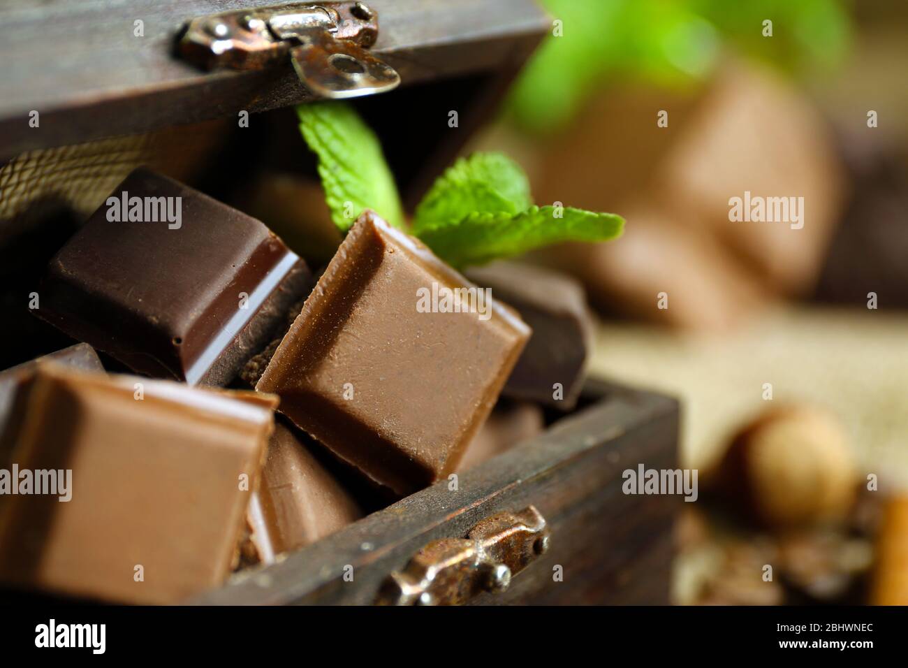 Set of chocolate in box, closeup Stock Photo - Alamy