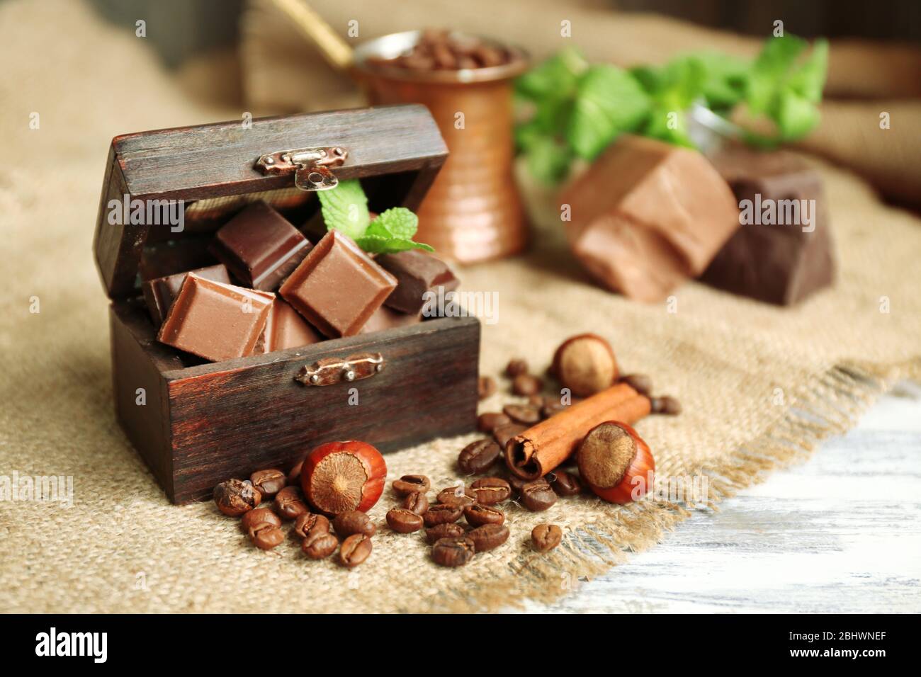 Set of chocolate in box, closeup Stock Photo - Alamy