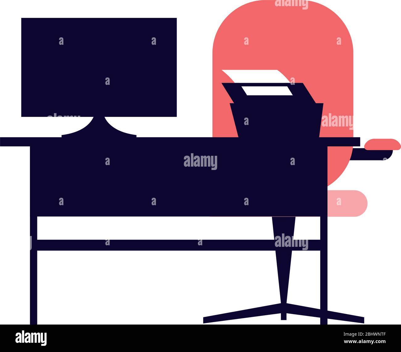 workspace with office furniture on white background vector illustration ...