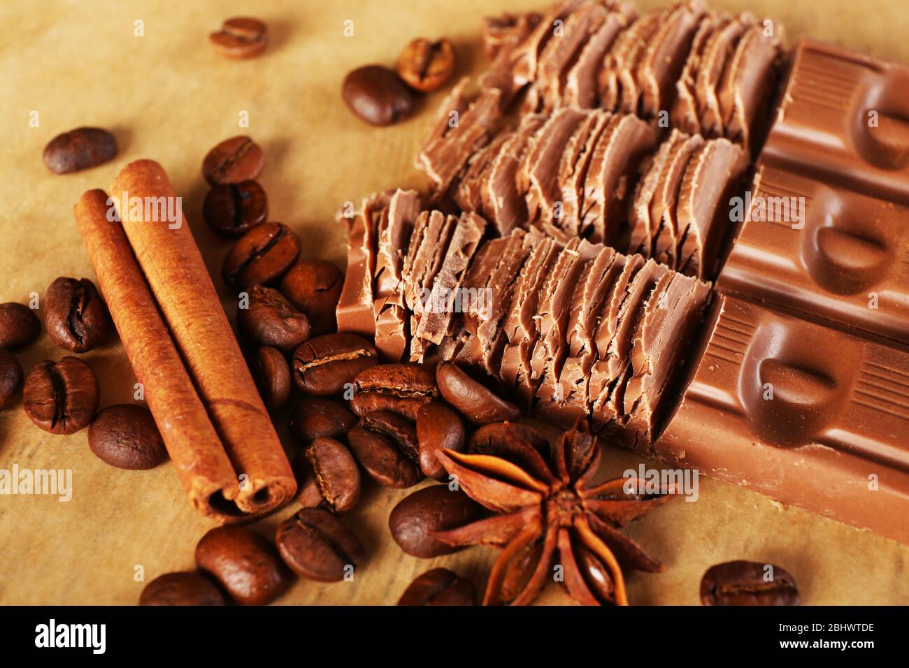 Chopped chocolate on parchment, closeup Stock Photo - Alamy