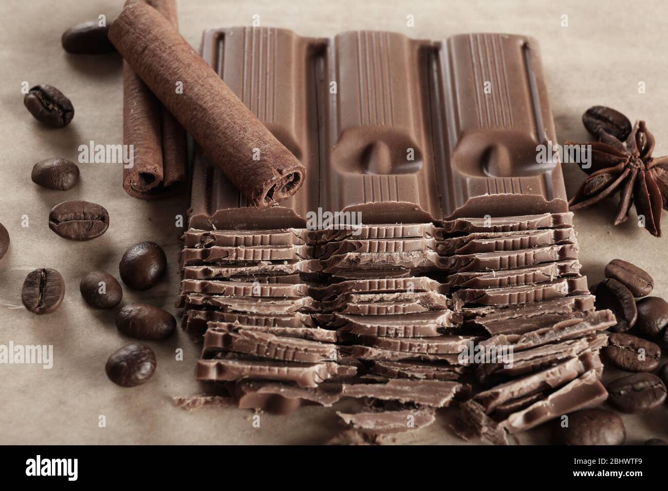 Chopped chocolate on parchment, closeup Stock Photo - Alamy