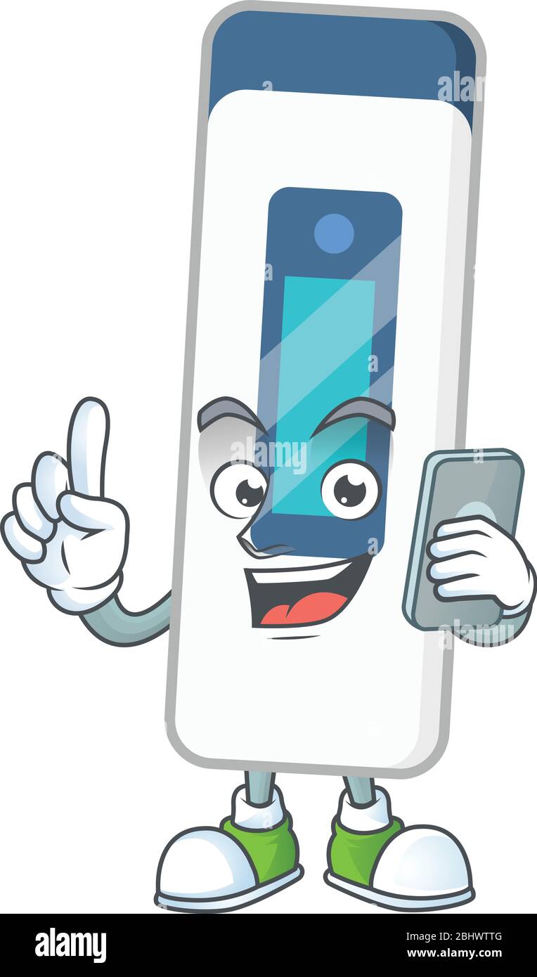 Cartoon design concept of digital thermometer talking on phone Stock ...