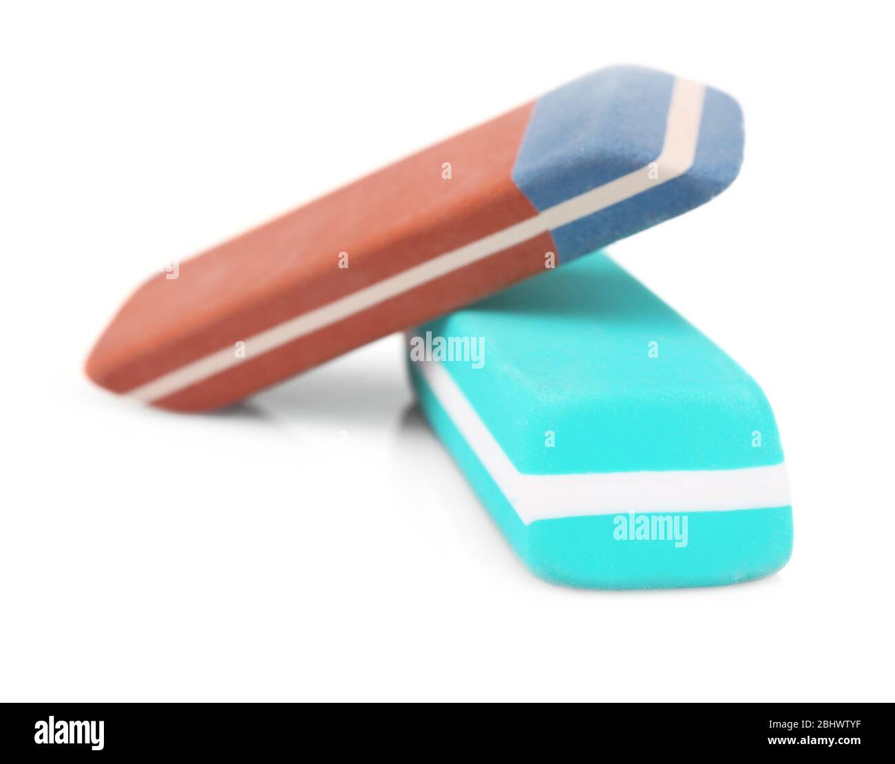 Two erasers isolated on white Stock Photo - Alamy
