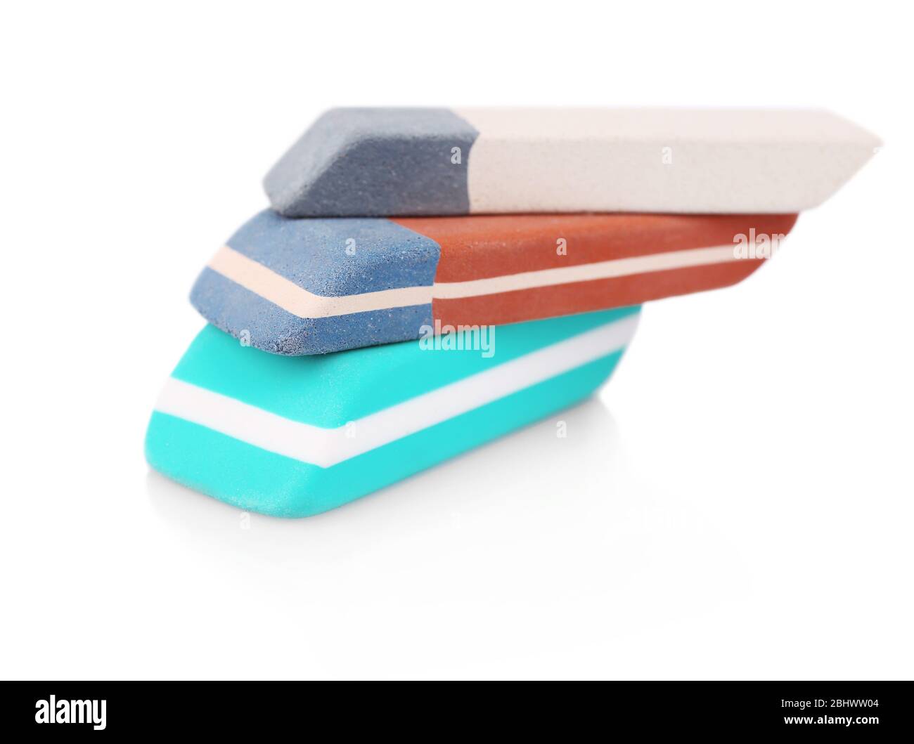 Stack of erasers isolated on white Stock Photo - Alamy