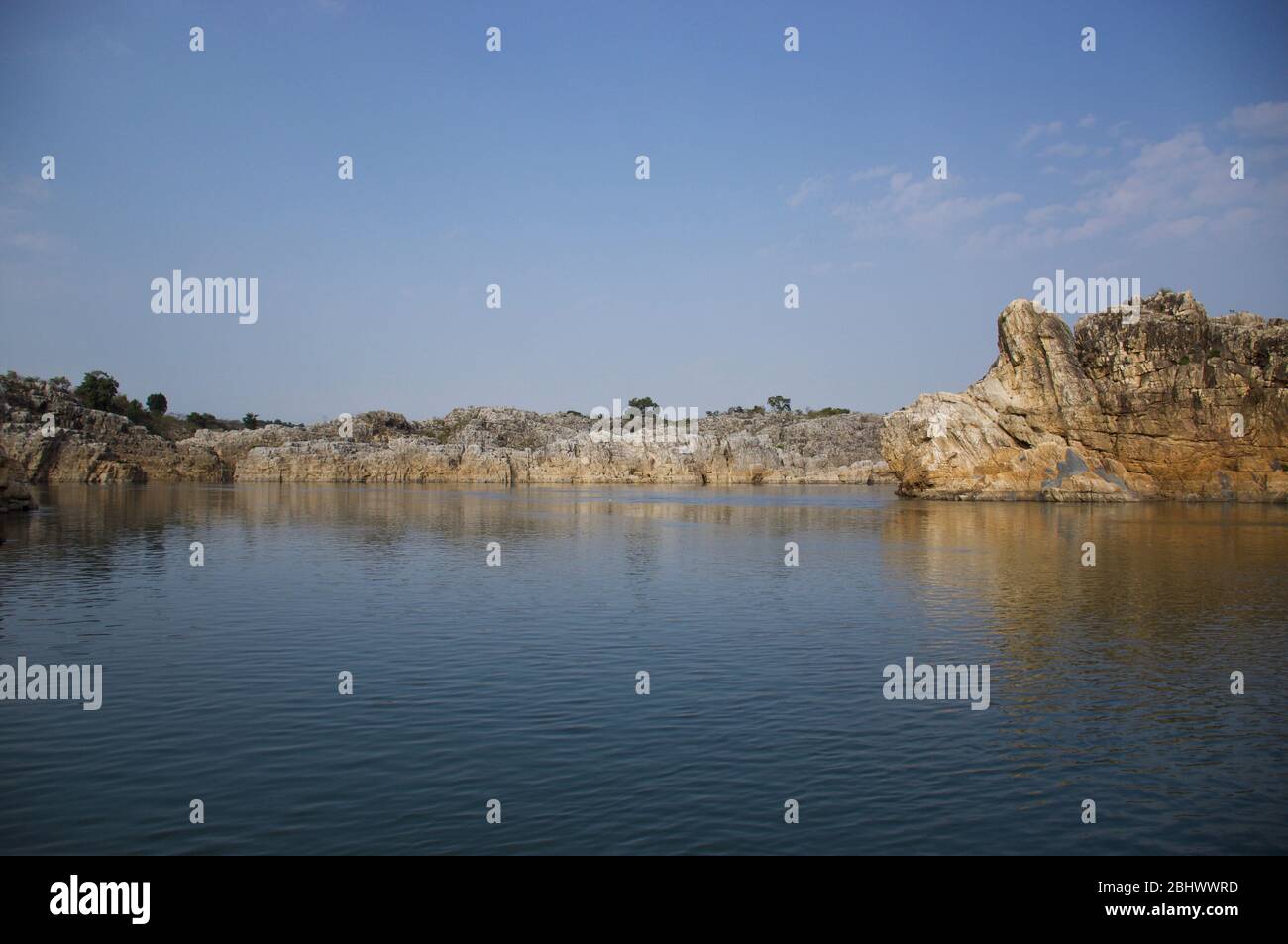 Narmada river in between Marble Rocks, Jabalpur, Madhya Pradesh/India ...