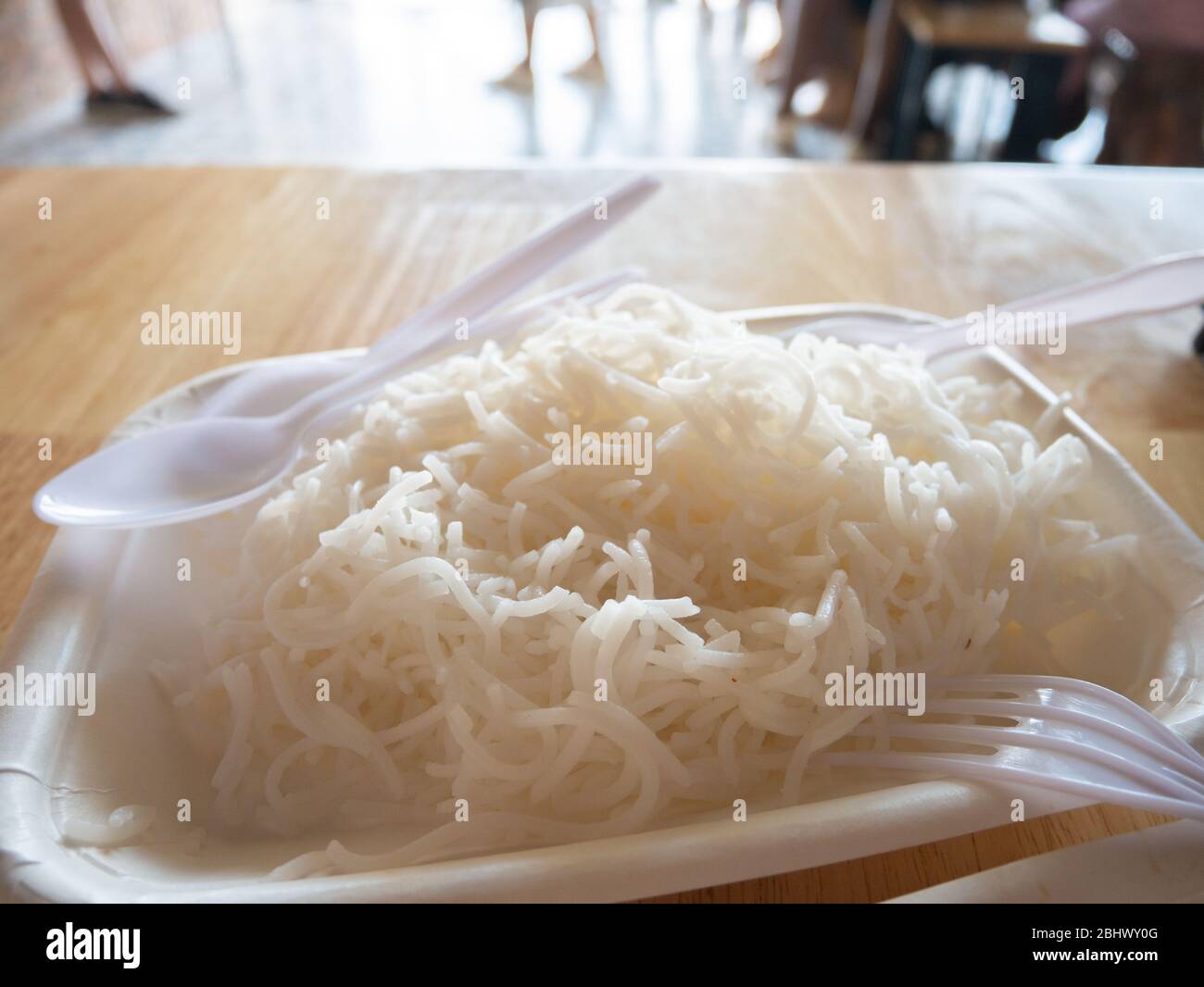 Close up Rice Chinese Noodles Thailand food style in dish Stock Photo ...