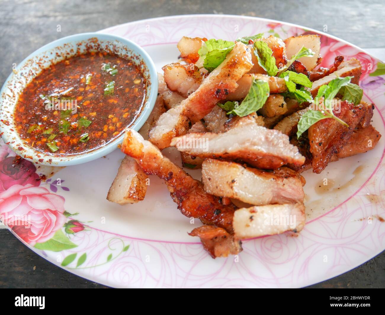 Grilled pork pork top view Stock Photo - Alamy