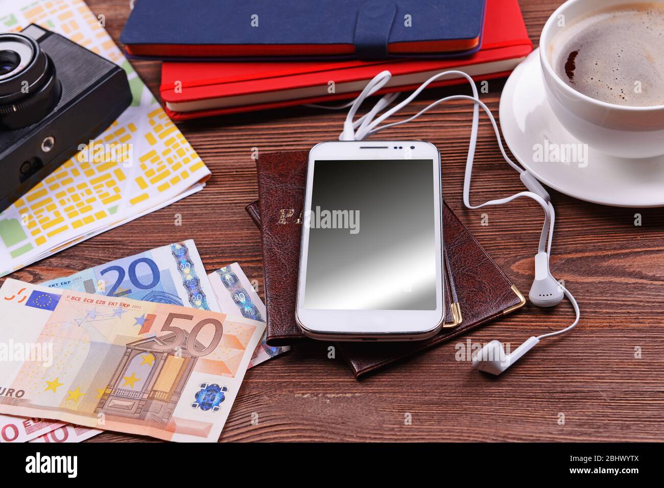 Preparing for travel,reservation ticket close-up Stock Photo - Alamy