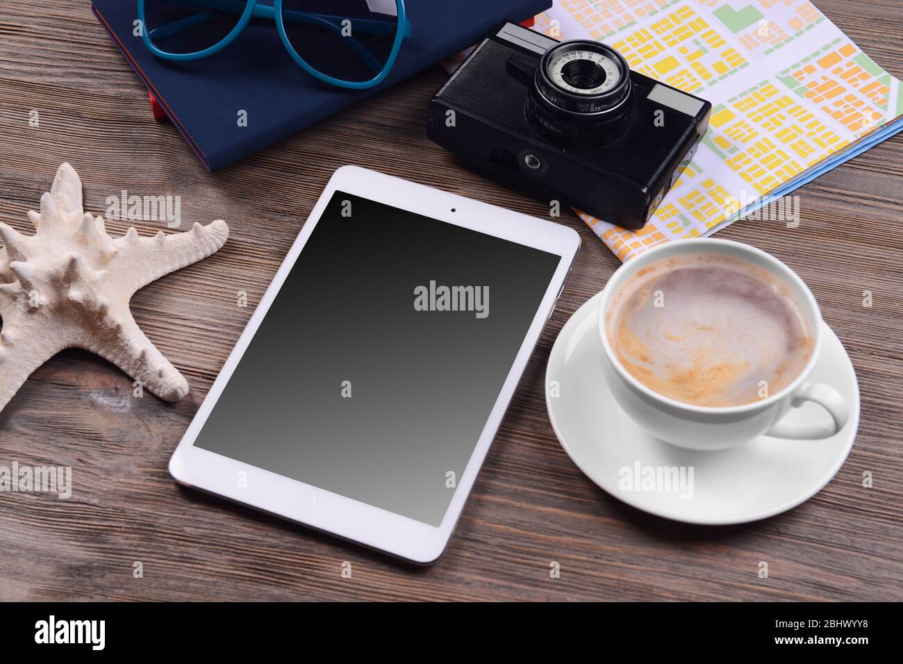 Preparing for travel,reservation ticket close-up Stock Photo - Alamy