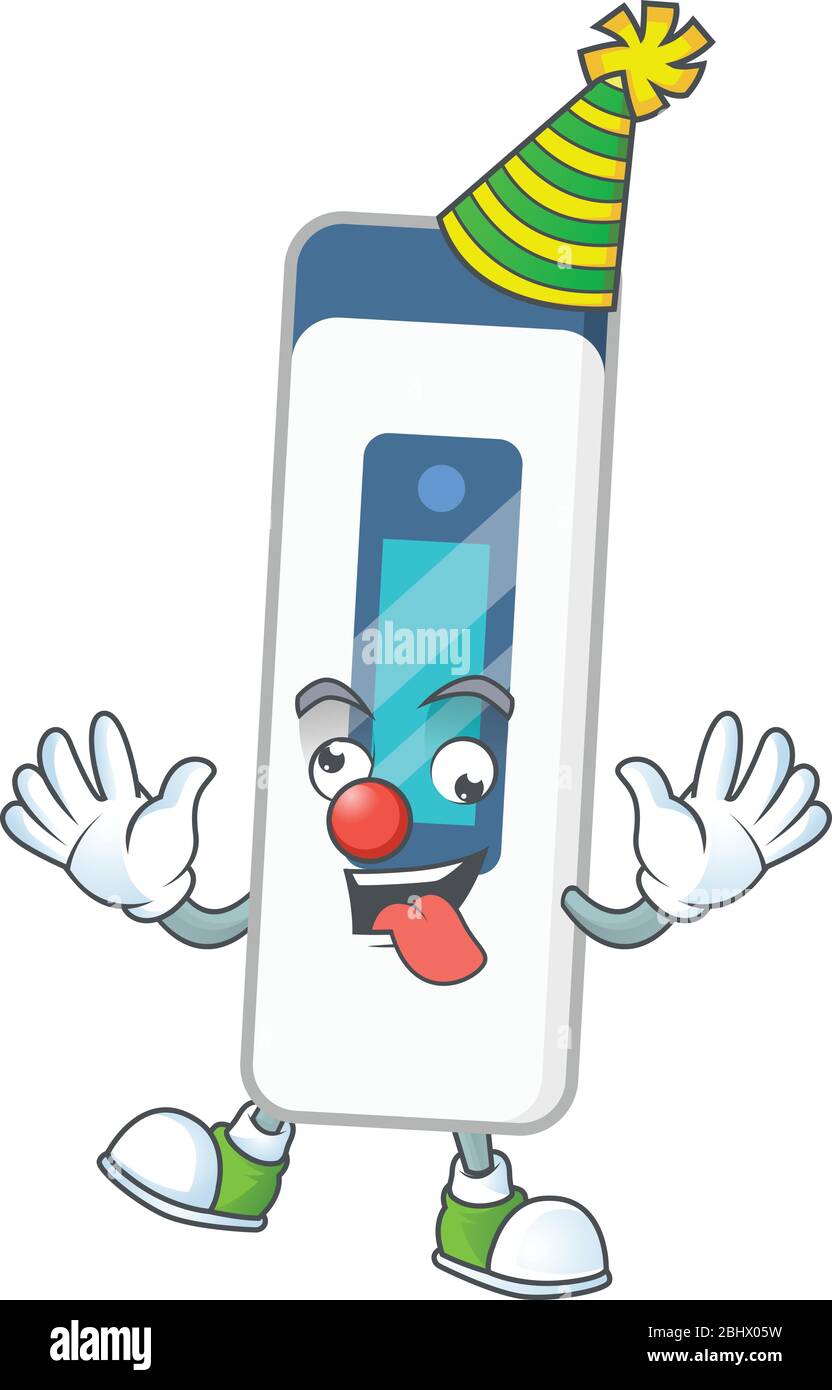 Amusing Clown digital thermometer cartoon character mascot style Stock ...