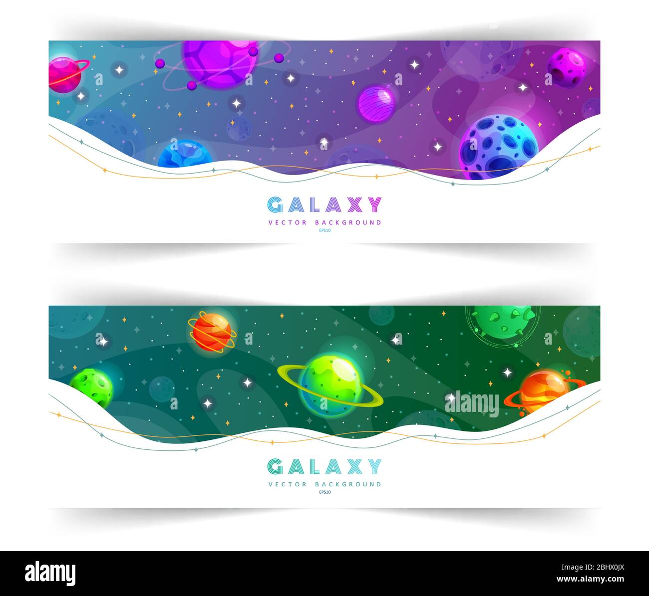 Set of web banners templates with abstract shape and stars. Cosmos ...