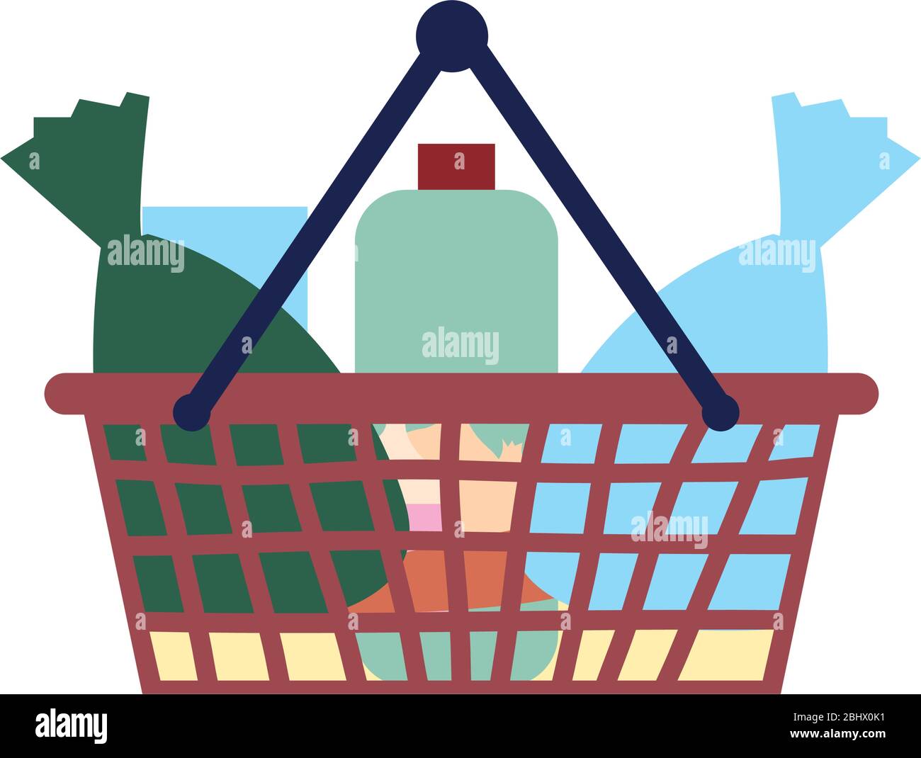 supermarket basket with food on white background vector illustration ...