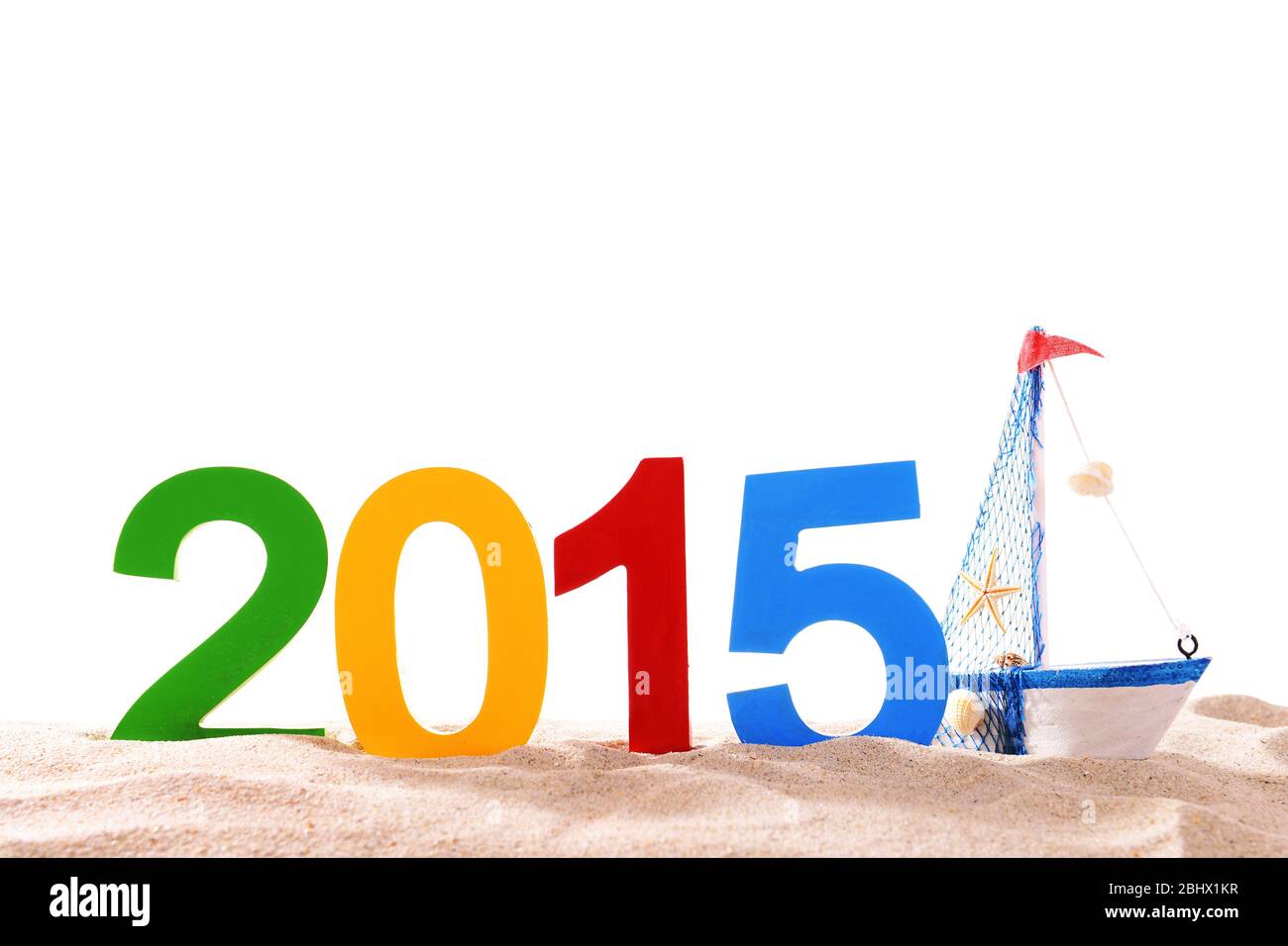 2015 sign on beach sand Stock Photo - Alamy