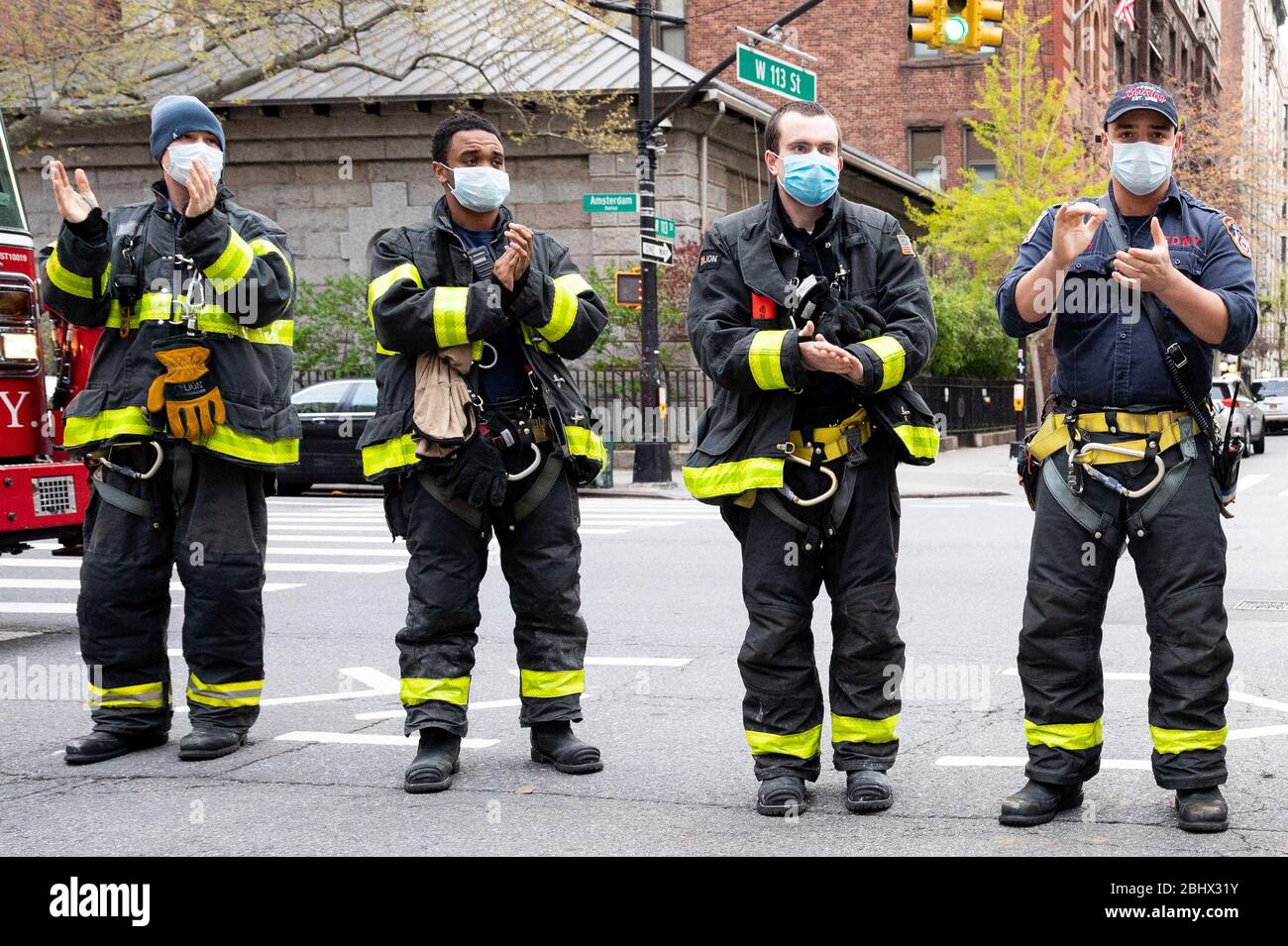 New York, United States. 27th Apr, 2020. New York City Firemen at the ...