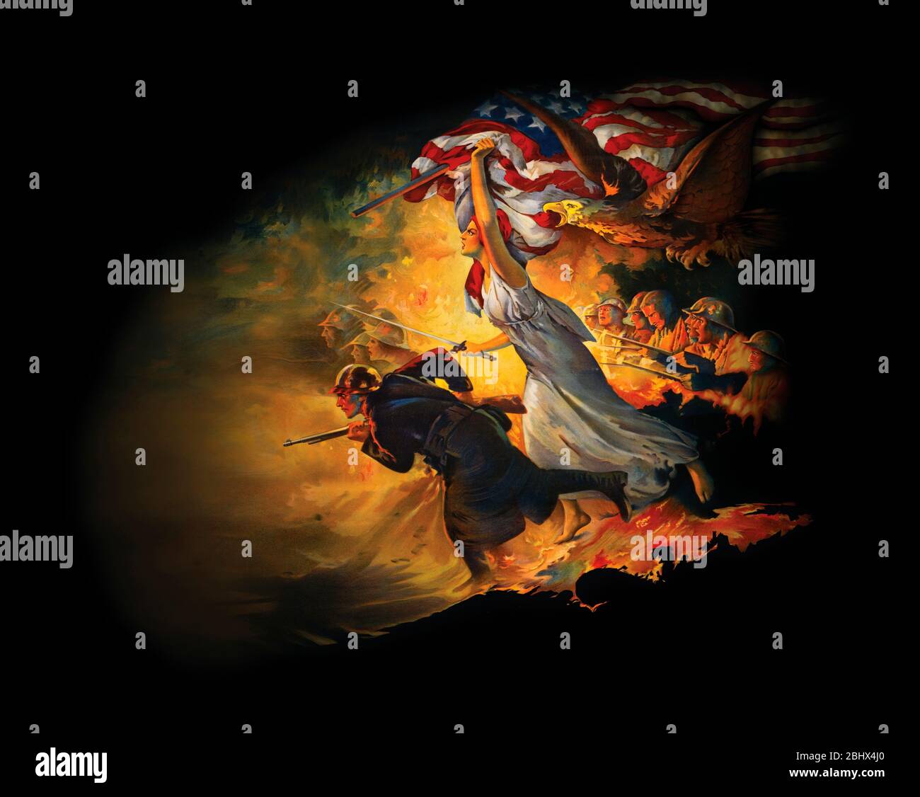 Restored and enhanced illustration from a World War I Poster showing ...