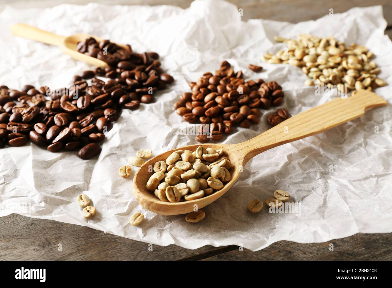 Coffee beans on parchment paper hi-res stock photography and images - Alamy