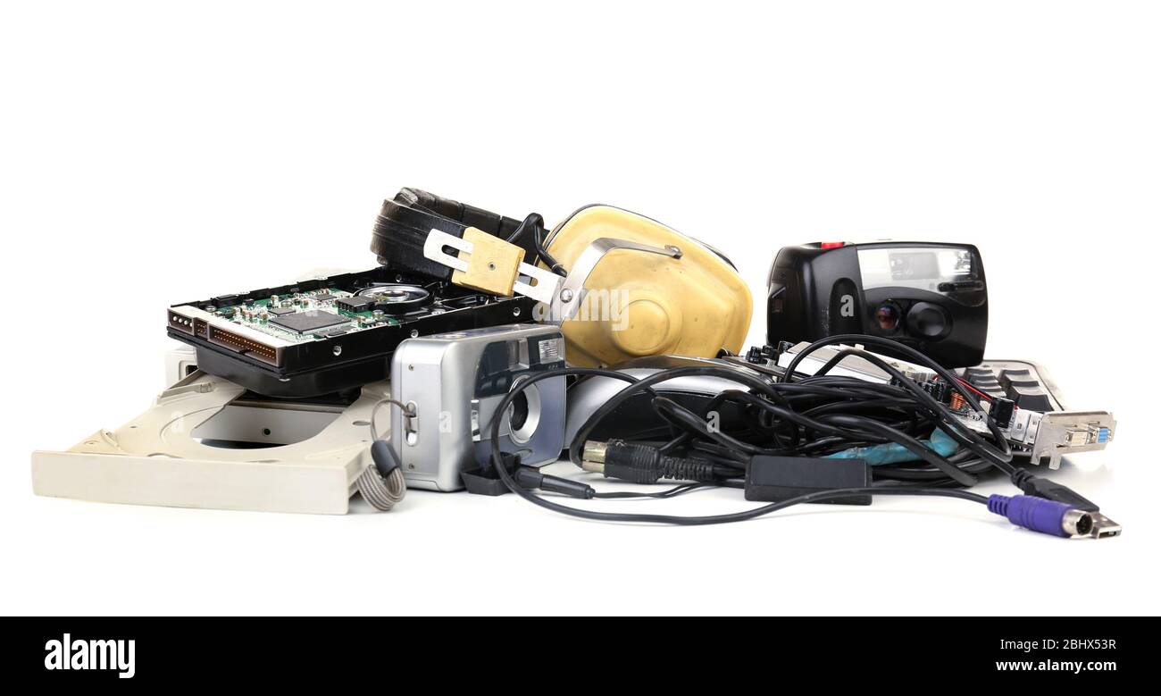 Old technology isolated on white Stock Photo - Alamy