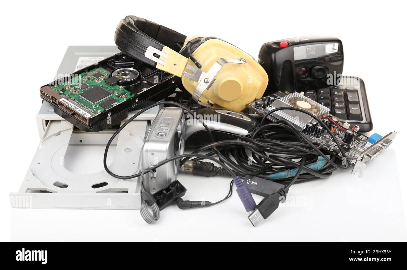 Old technology isolated on white Stock Photo - Alamy