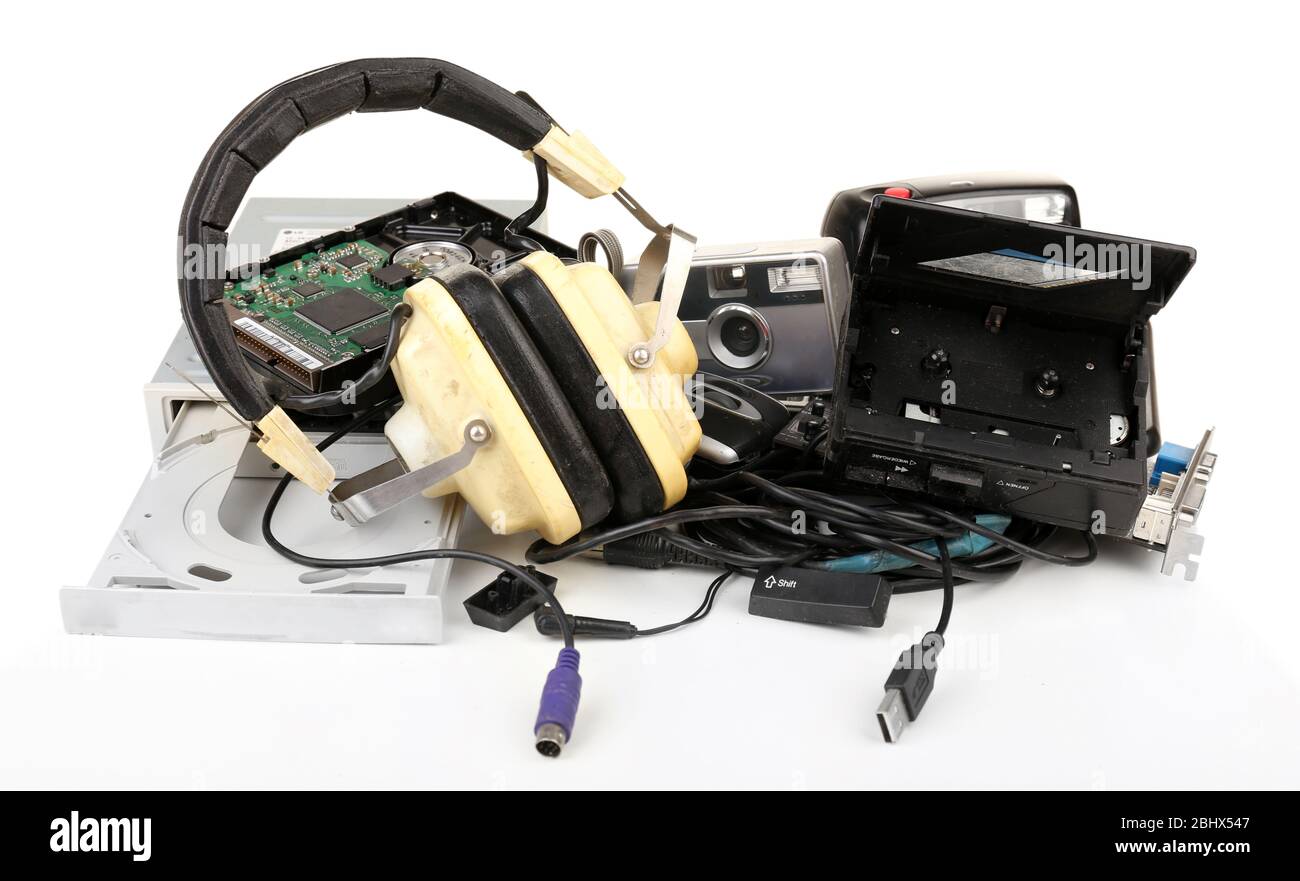 Old technology isolated on white Stock Photo - Alamy