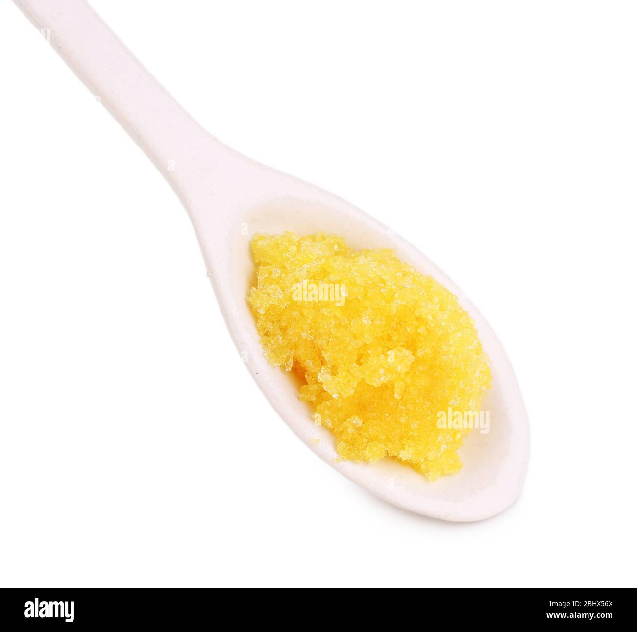 Laboratory spatula with granules isolated on white Stock Photo - Alamy