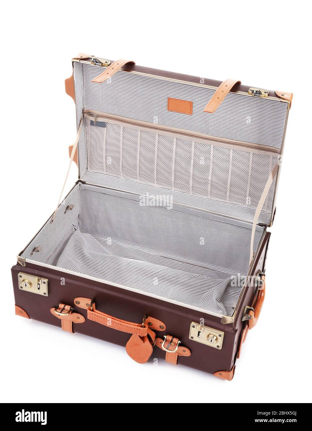 Empty open suitcase isolated on white Stock Photo - Alamy