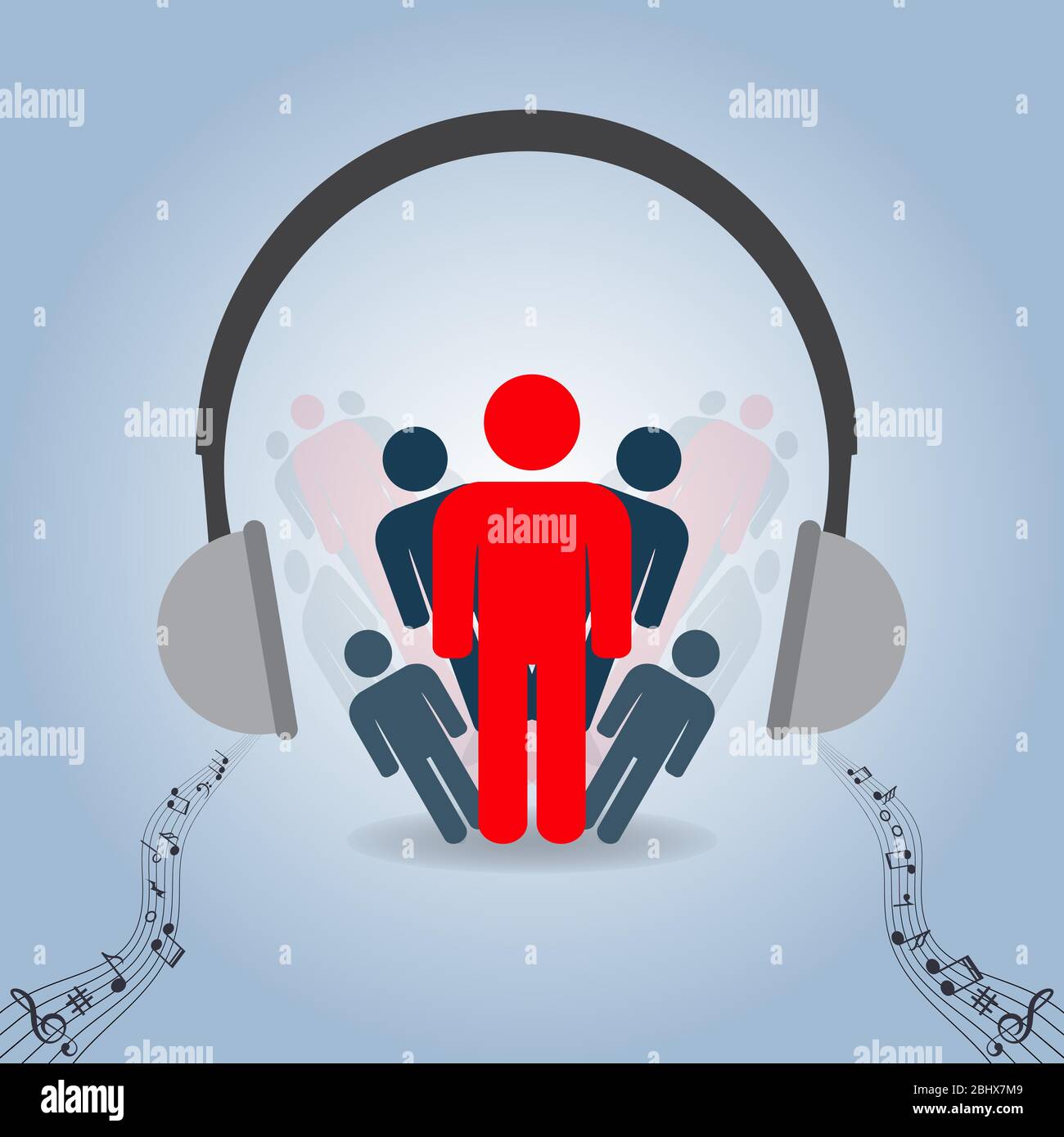 Group of people listening headphones Stock Vector Images - Alamy