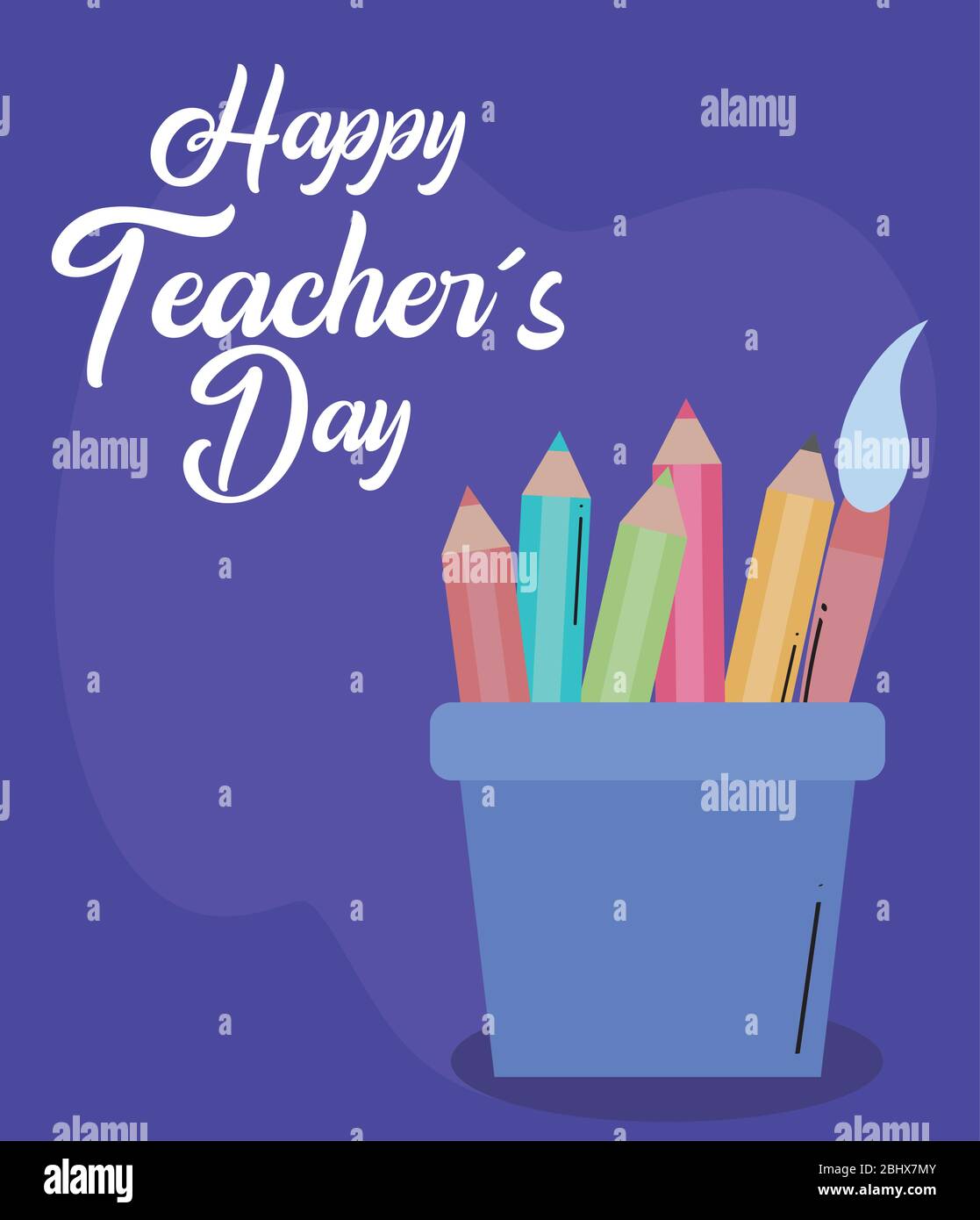 cute greeting card happy teacher day vector illustration design Stock ...