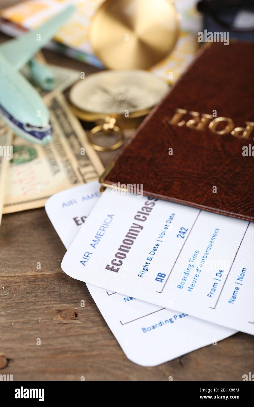 Airline tickets and documents, closeup Stock Photo - Alamy