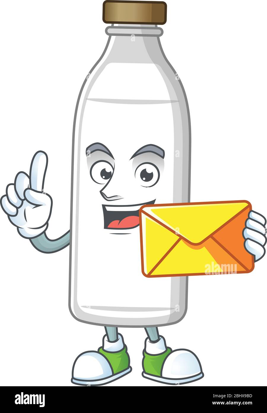 Cute face milk bottle mascot design bring brown envelope Stock Vector ...
