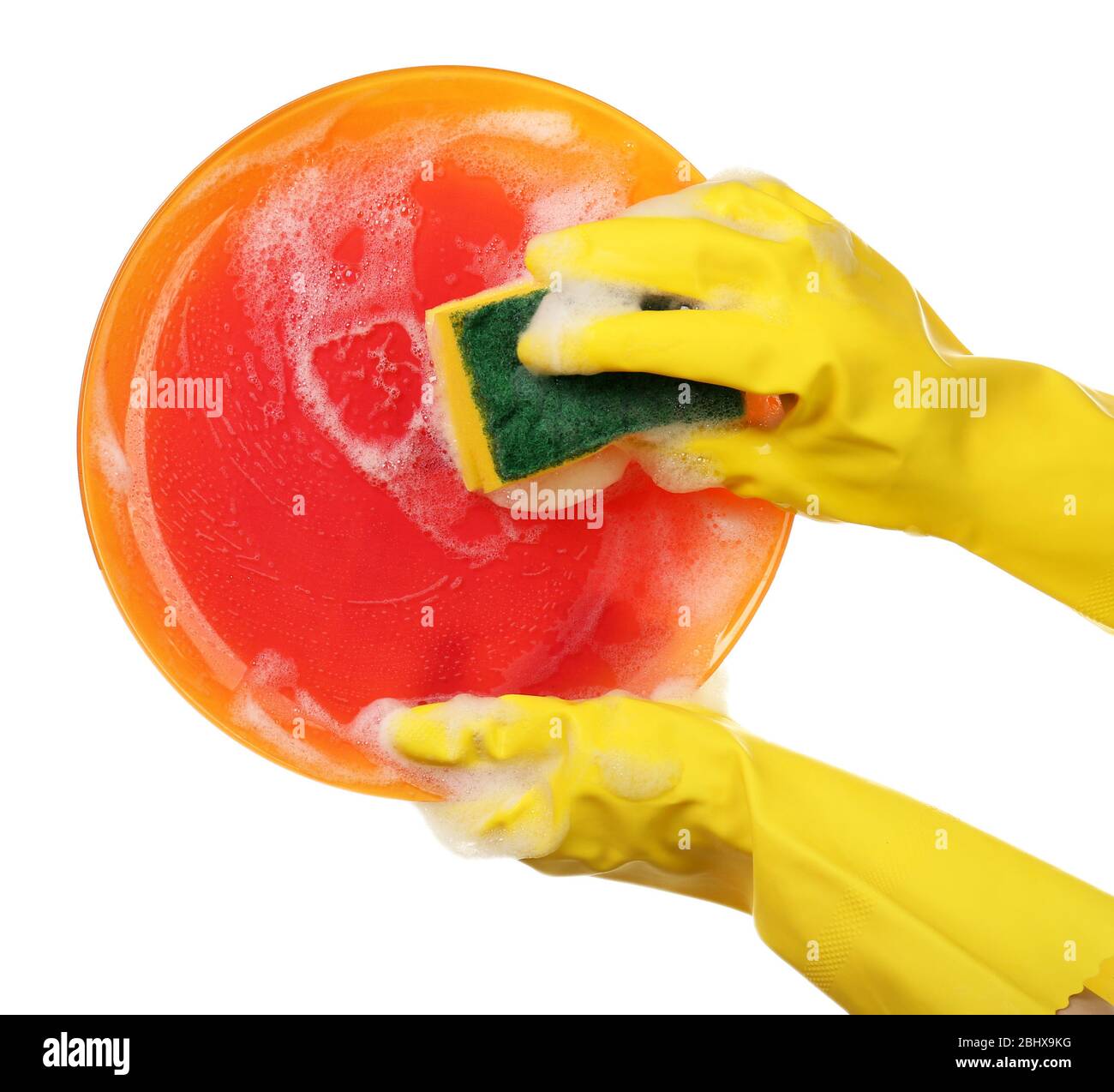 Female hand washing dish isolated on white Stock Photo - Alamy