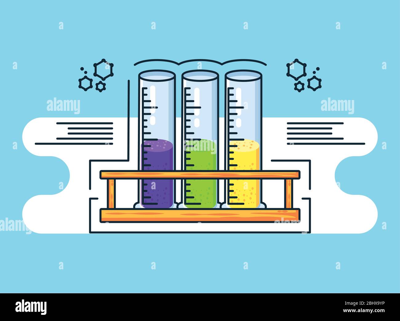 infographic with chemical laboratory test tubes, research coronavirus ...