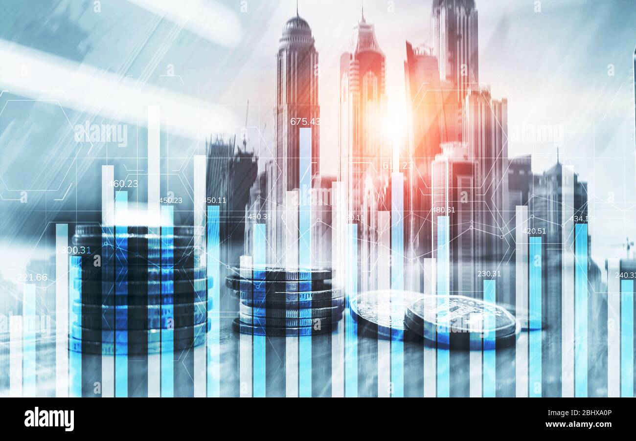 Blue abstract stock market chart. Mixed Media Background Stock Photo ...