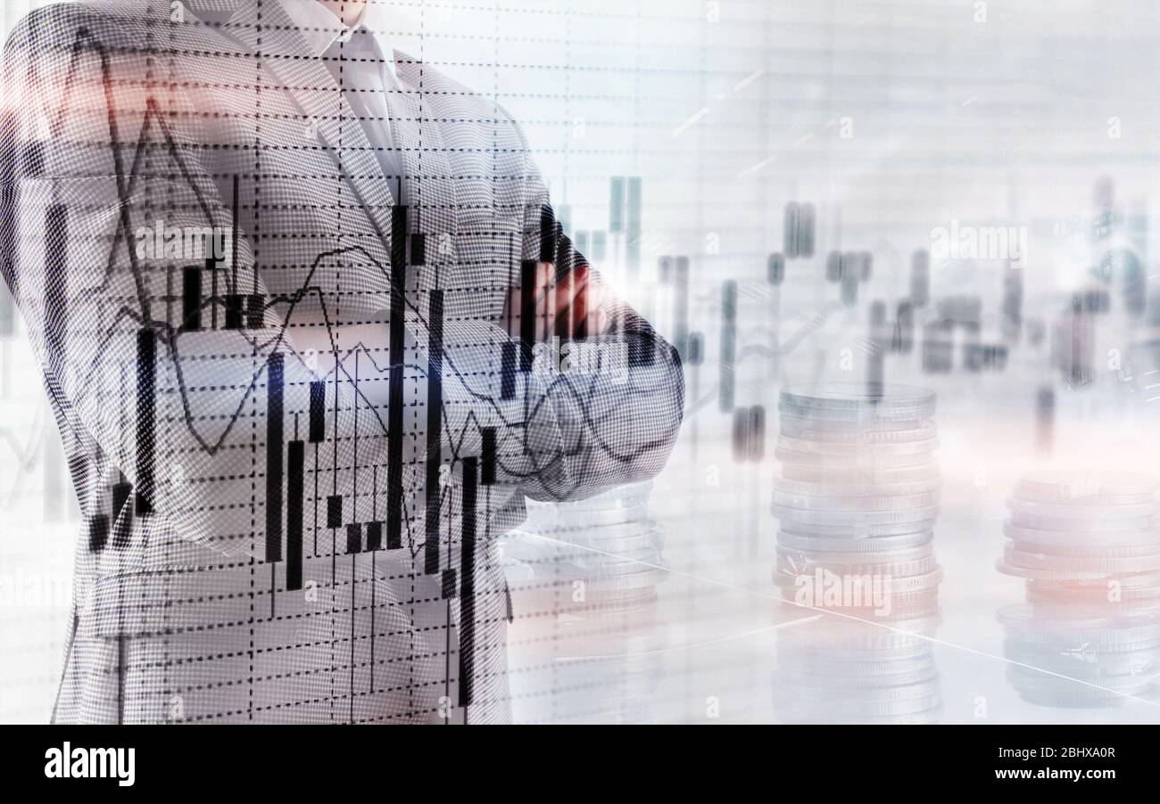 Black and white charts stock market candles. Financial and economic ...