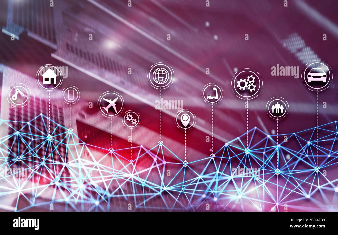 IOT internet of things digital technology concept. Server room ...