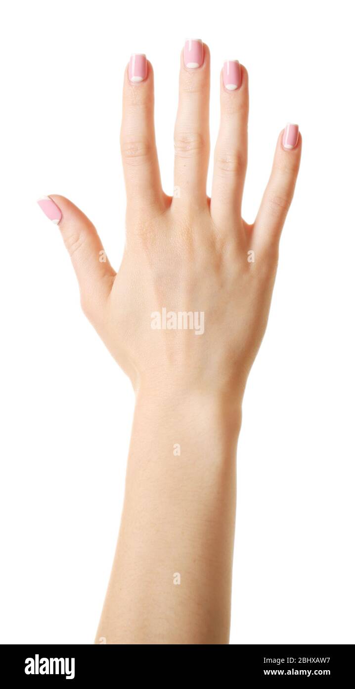 Female hand isolated on white Stock Photo - Alamy