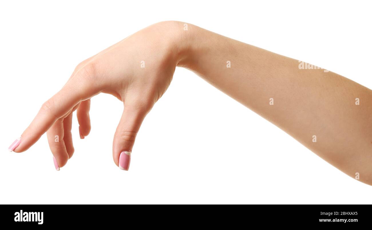 Female hand isolated on white Stock Photo - Alamy