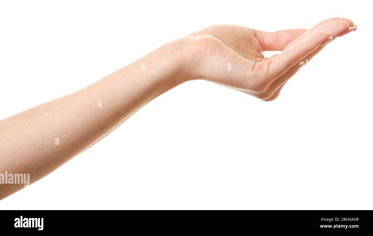 Female hand isolated on white Stock Photo - Alamy