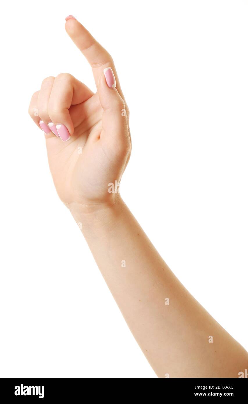 Female hand isolated on white Stock Photo - Alamy