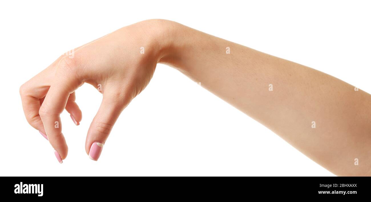 Female hand isolated on white Stock Photo - Alamy